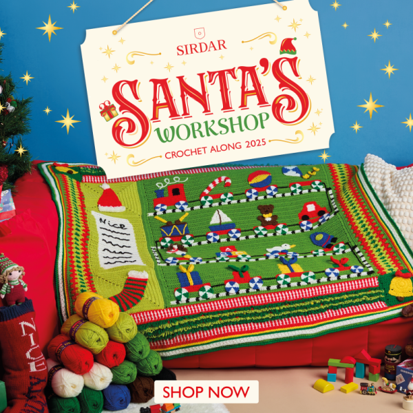 Sirdar Christmas CAL 2025 Crochet Along Santa's Workshop Blanket - 15 x ...