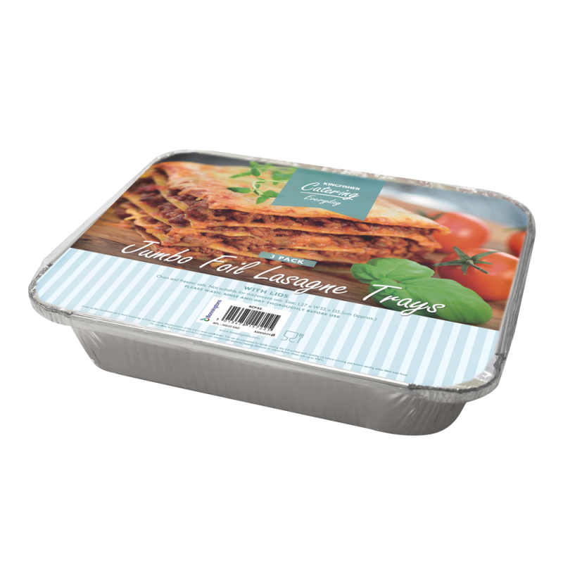 Jumbo Lasagne Foil Trays & Lids - Kingfisher Catering Love To Cook Pack ...